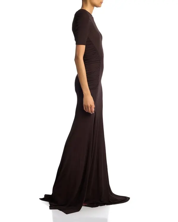 Victoria Beckham Short Sleeve Gathered Gown