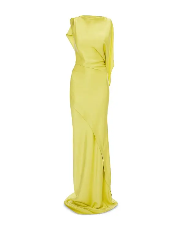 Victoria Beckham Sleeveless Draped Gown - Chartreuse