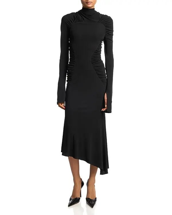 Victoria Beckham Long Sleeve Gathered Midi Dress