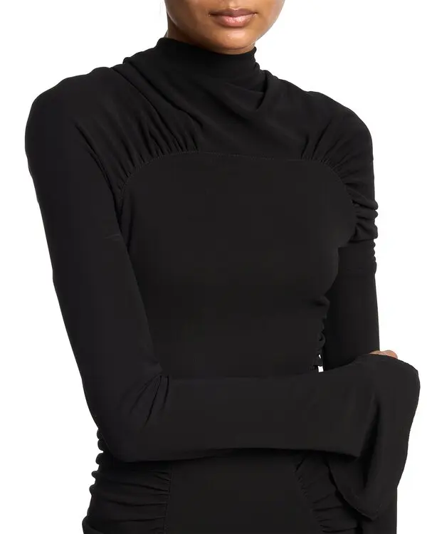Victoria Beckham Long Sleeve Gathered Midi Dress