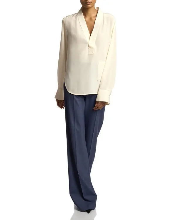Victoria Beckham Silk V-neck Blouse - Ivory