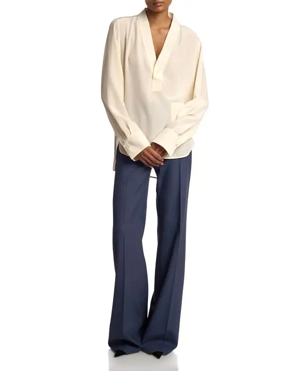 Victoria Beckham Silk V-neck Blouse - Ivory