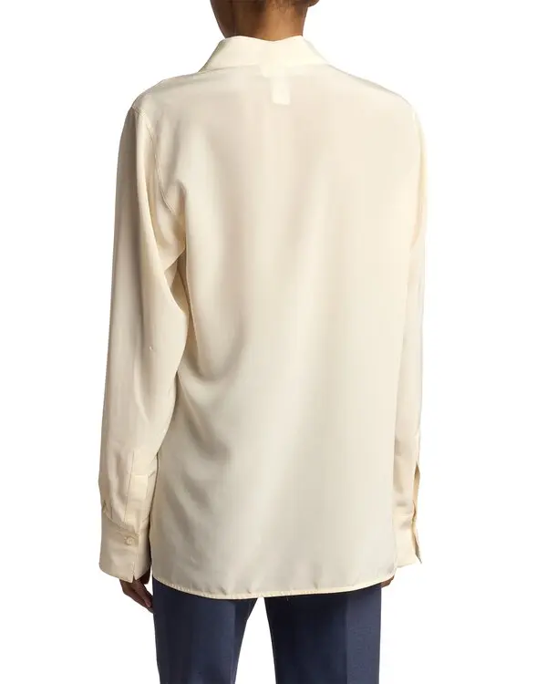 Victoria Beckham Silk V-neck Blouse - Ivory