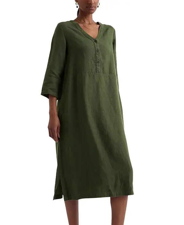 SEASALT CORNWALL Dew Drop Linen Midi Dress - Hosta