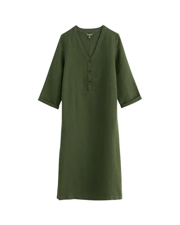 SEASALT CORNWALL Dew Drop Linen Midi Dress - Hosta