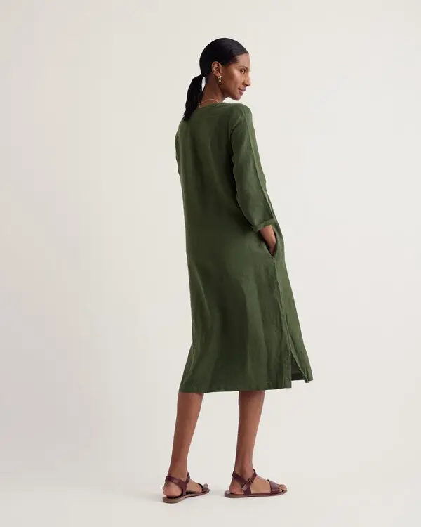 SEASALT CORNWALL Dew Drop Linen Midi Dress - Hosta