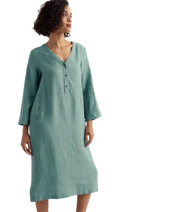 SEASALT CORNWALL Dew Drop Linen Midi Dress - Sardine