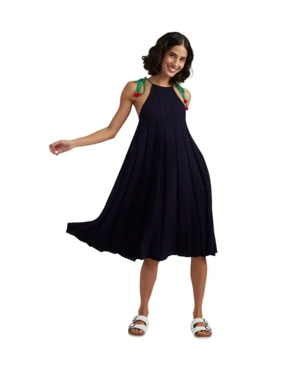 Chinti & Parker Cotton Cherry Tie Strap Swing Dress
