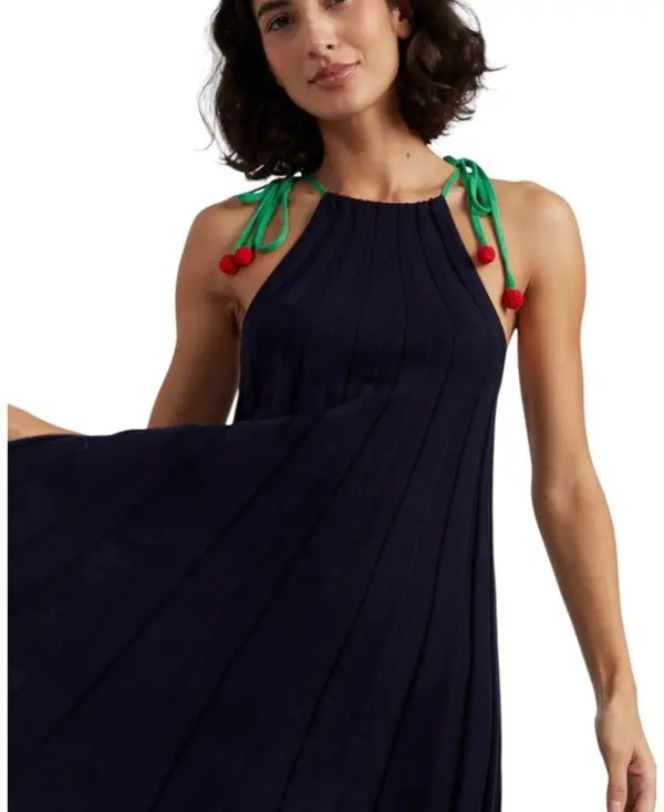 Chinti & Parker Cotton Cherry Tie Strap Swing Dress