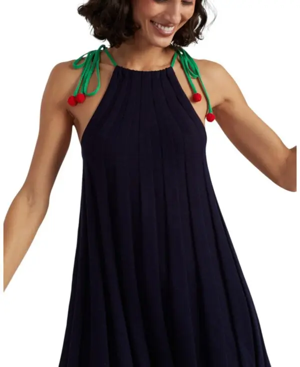 Chinti & Parker Cotton Cherry Tie Strap Swing Dress