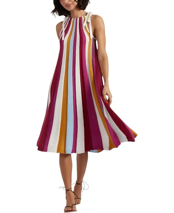 Chinti & Parker Cotton Rainbow Swing Dress - Red