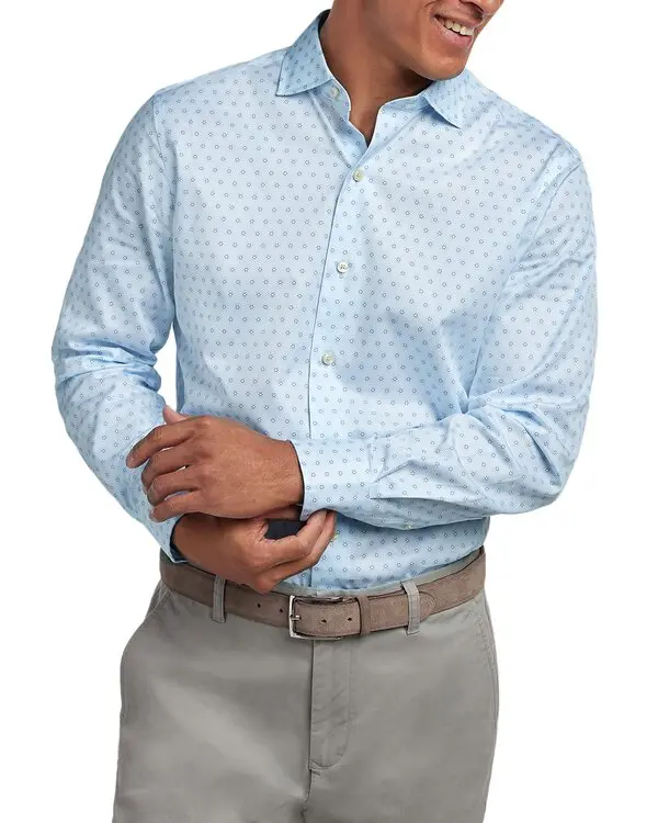 David Donahue Geometric Print Sport Shirt