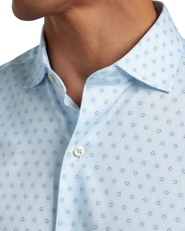 David Donahue Geometric Print Sport Shirt