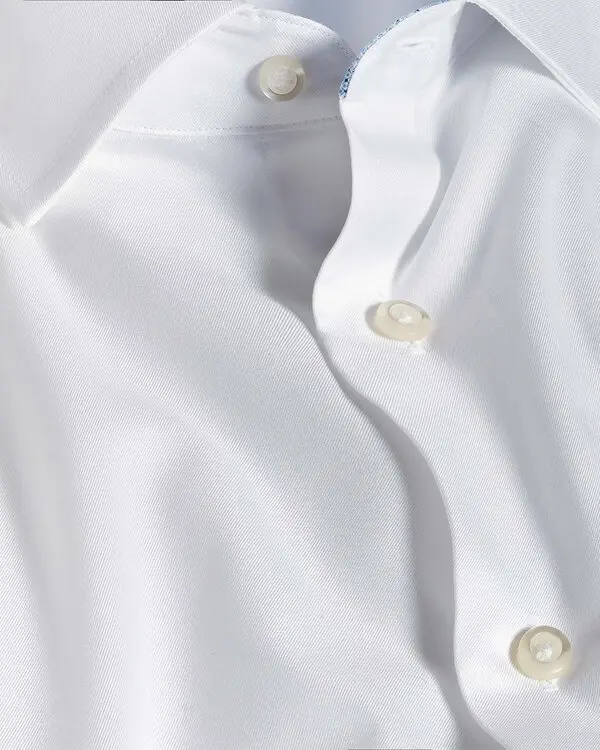 David Donahue Trim Fit Twill Solid Dress Shirt - White