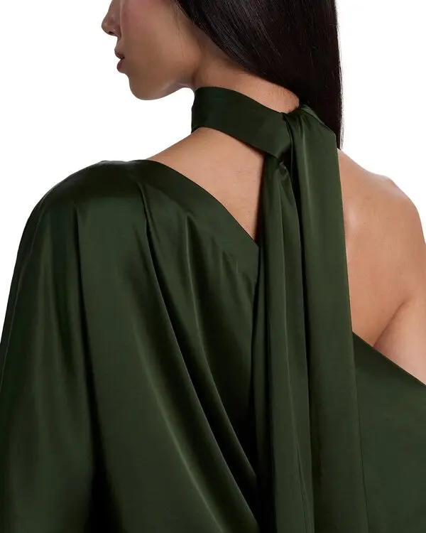 Alice + Olivia Rita Draped Cropped Top - Dark Fern