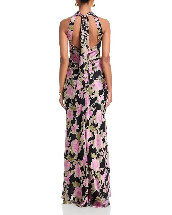 Aqua Floral Burnout Chiffon Gown