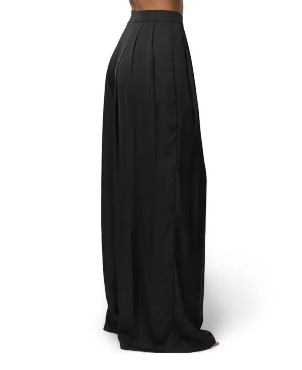 JLUXLABEL Clara Wide Leg Pleated Trousers - Black