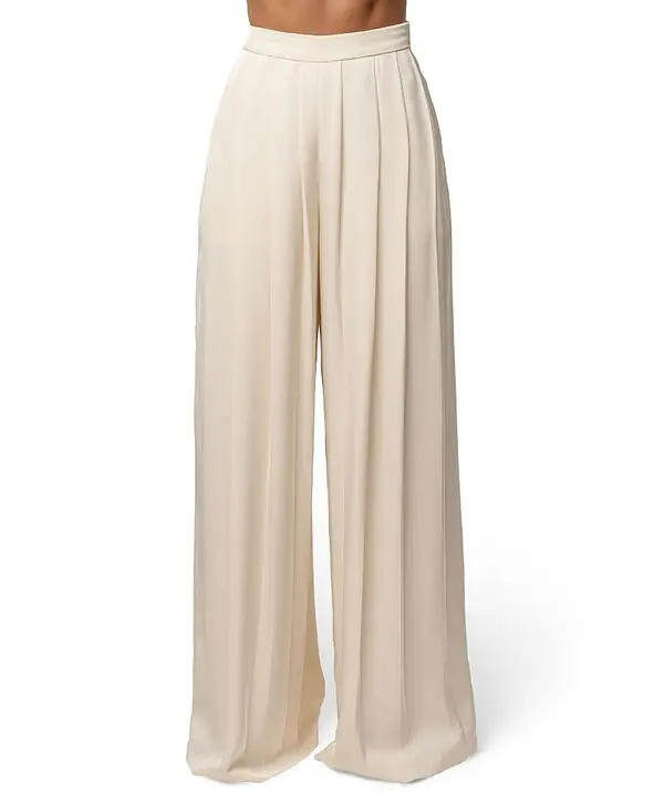 JLUXLABEL Clara Wide Leg Pleated Trousers - Buttercream
