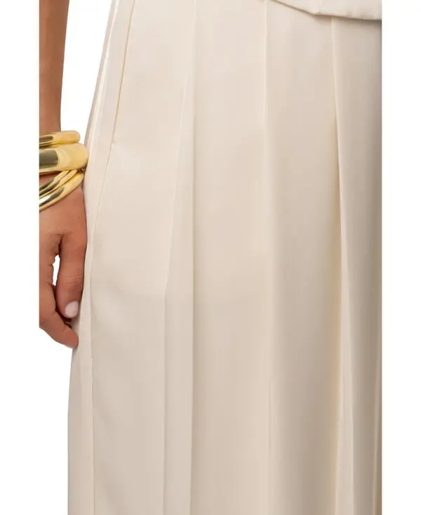 JLUXLABEL Clara Wide Leg Pleated Trousers - Buttercream