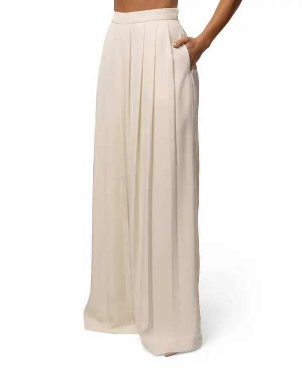 JLUXLABEL Clara Wide Leg Pleated Trousers - Buttercream
