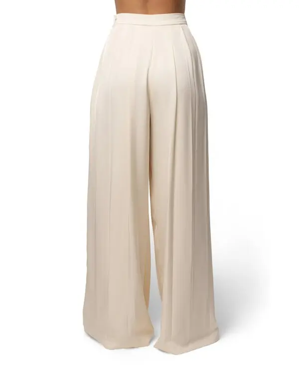 JLUXLABEL Clara Wide Leg Pleated Trousers - Buttercream