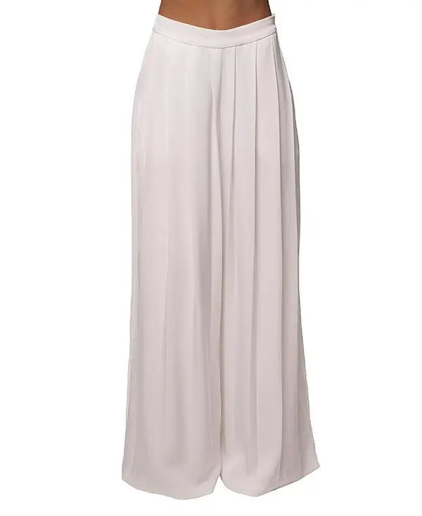 JLUXLABEL Clara Wide Leg Pleated Trousers - Ivory