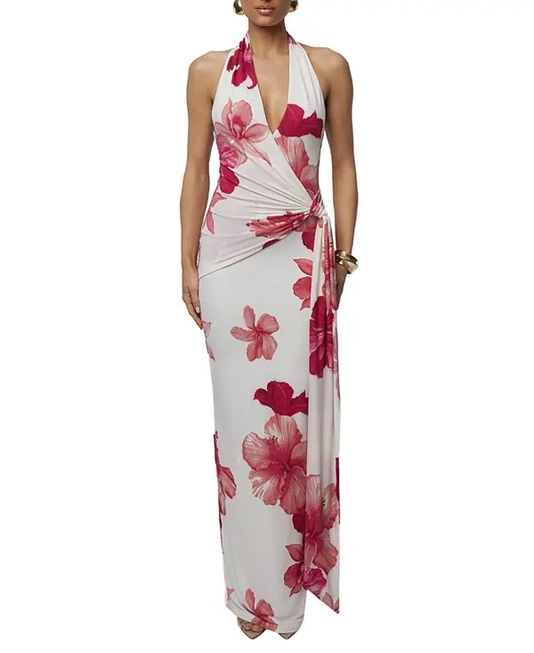 JLUXLABEL Halterneck Floral Maxi Dress - Red