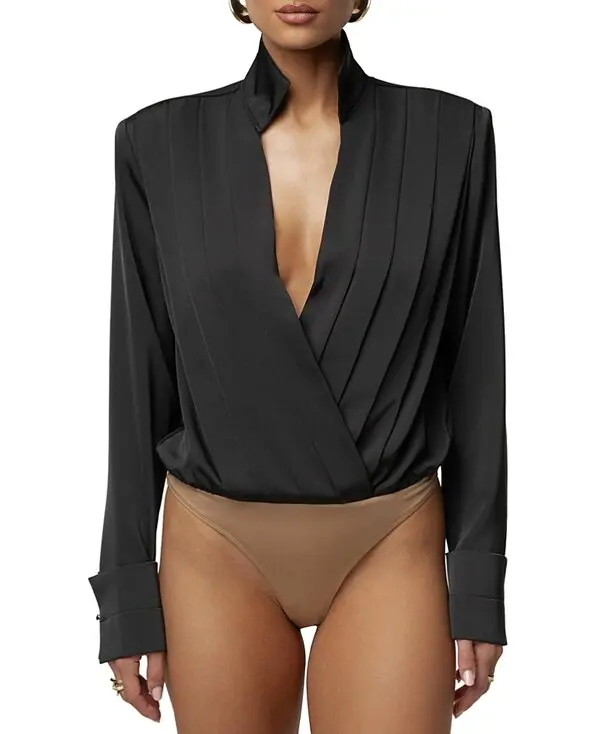 JLUXLABEL Visionary Pleated Bodysuit - Black