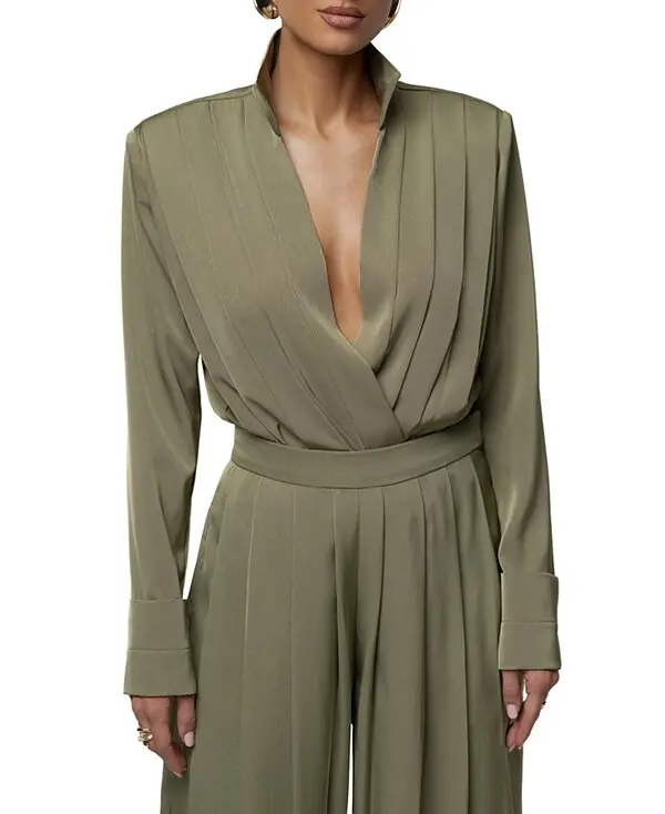 JLUXLABEL Visionary Pleated Bodysuit - Olive