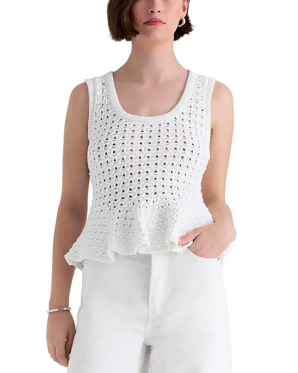 PISTOLA Anna Peplum Openwork Sweater Tank Top