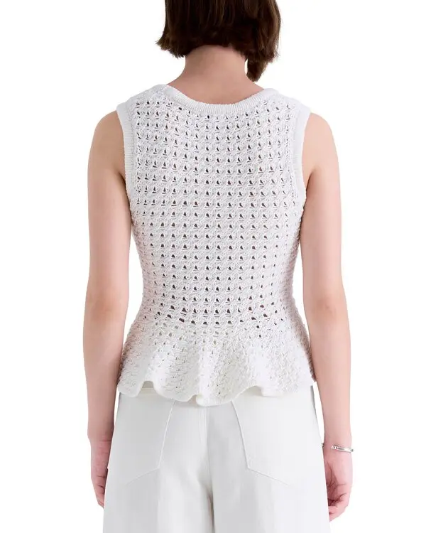 PISTOLA Anna Peplum Openwork Sweater Tank Top