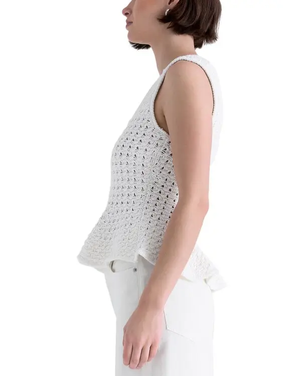 PISTOLA Anna Peplum Openwork Sweater Tank Top