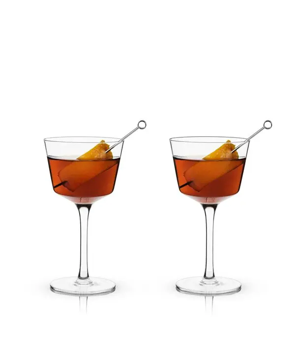 VISKI Raye Crystal Angled Nick & Nora Glasses, Set Of 2
