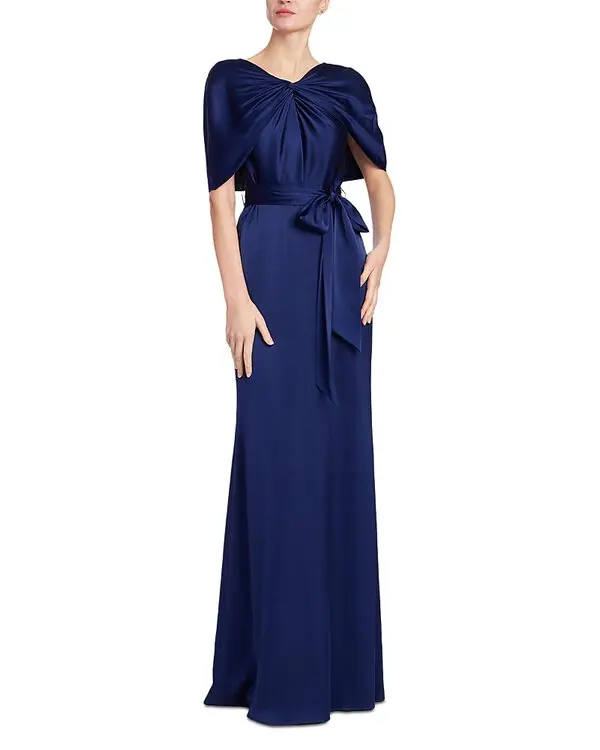 Badgley Mischka Cape Shoulder Gown