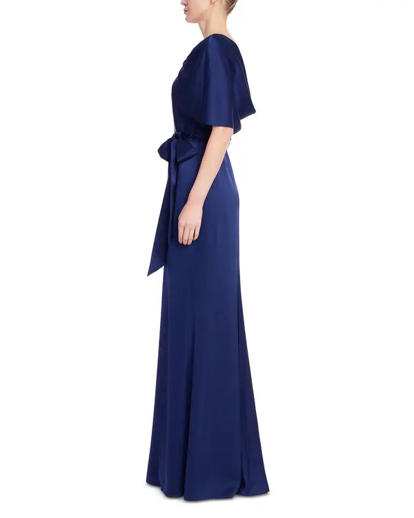 Badgley Mischka Cape Shoulder Gown
