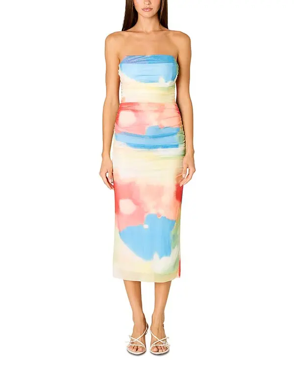 NIA Marcello Strapless Printed Midi Dress - Chroma