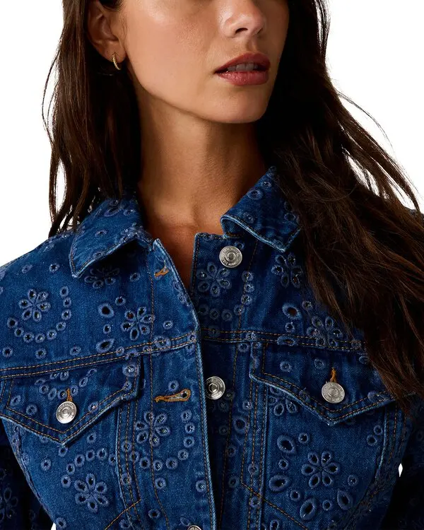 Steve Madden Serafina Embroidered Denim Jacket - Blue Depth