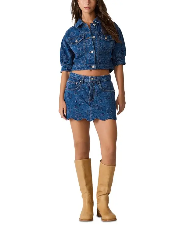 Steve Madden Delilah Embroidered Denim Skort