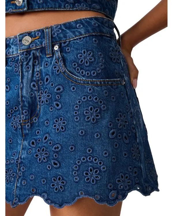 Steve Madden Delilah Embroidered Denim Skort