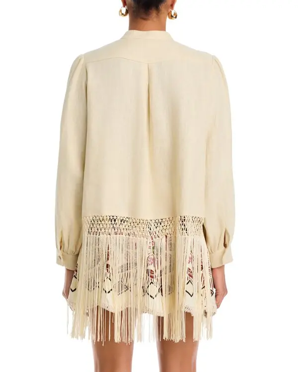 Farm Rio Embroidered Linen Long Sleeve Shirt