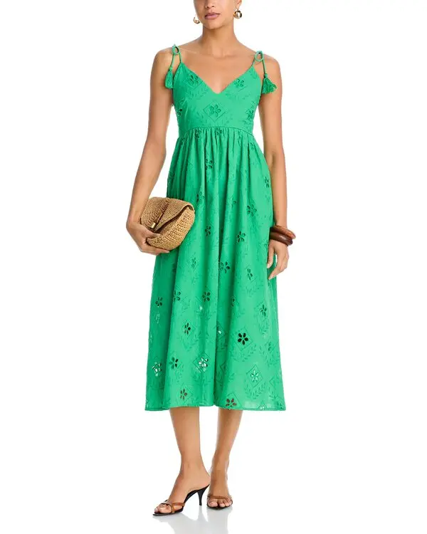 Aqua Embroidered Midi Dress