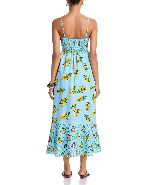Aqua Lemon Flower Maxi Dress