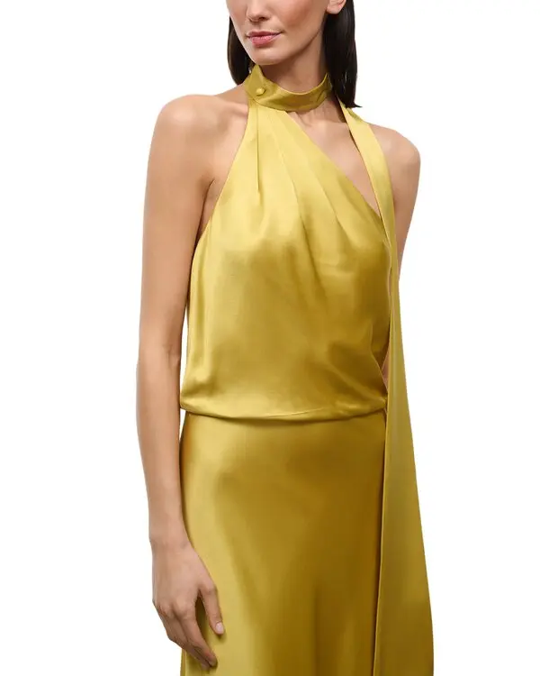 Staud Estelle Tie Neck Maxi Dress - Citron