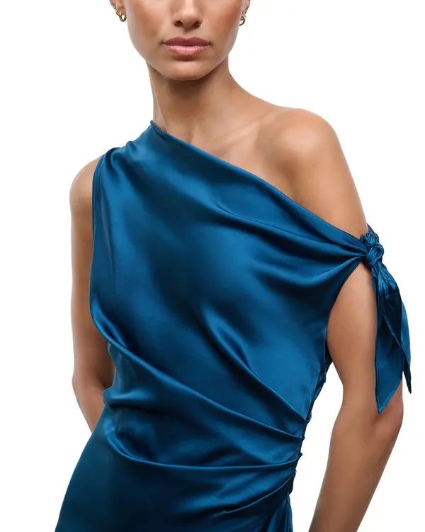 Staud Portia Asymmetrical Silk Blend Dress - Harbor
