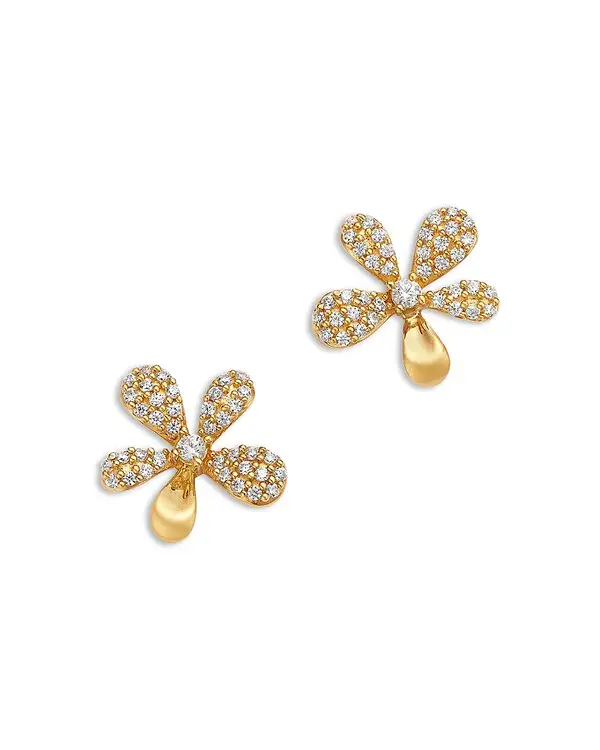Bloomingdale'S Diamond Pave Flower Stud Earrings In 14k Yellow - Gold