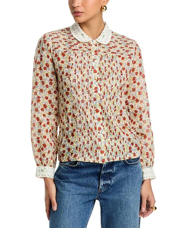 Sea Viera Floral Print Pleated Top