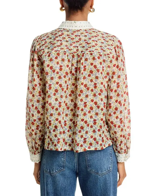 Sea Viera Floral Print Pleated Top