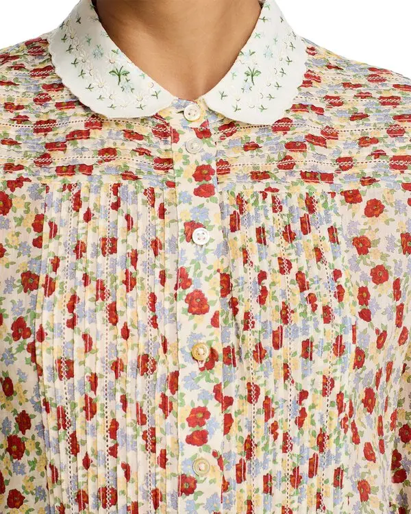 Sea Viera Floral Print Pleated Top