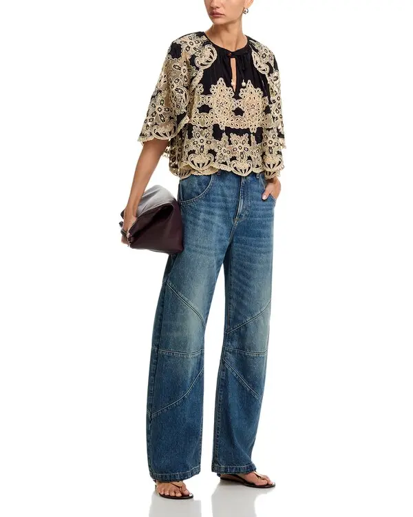Sea Gracelyn Embroidered Cape Top