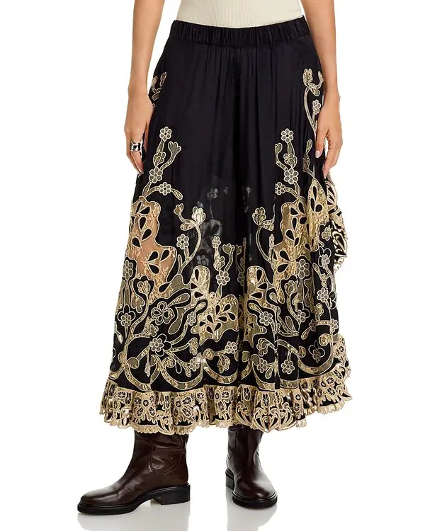 Sea Gracelyn Embroidered Cotton Pants - Black